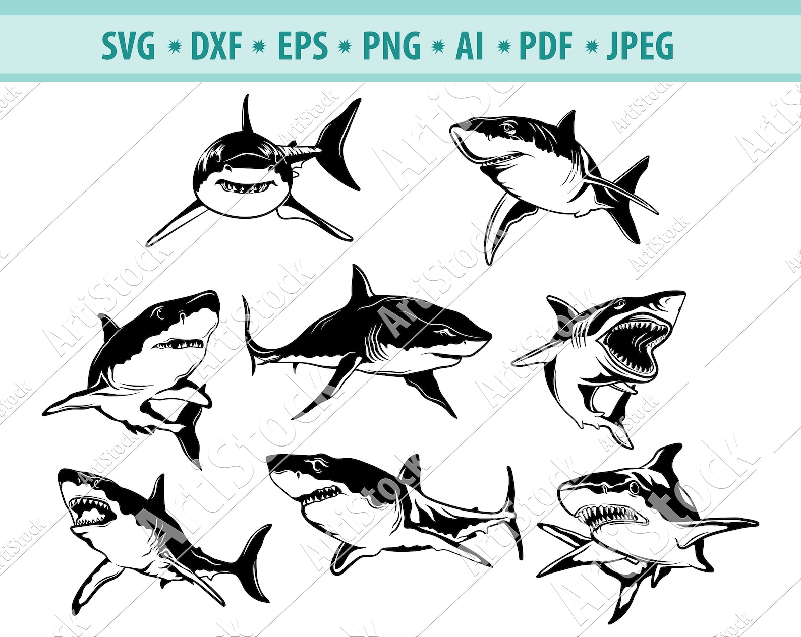 Shark SVG Shark Clipart Sharks Mascot Svg Shark Png Great | Etsy