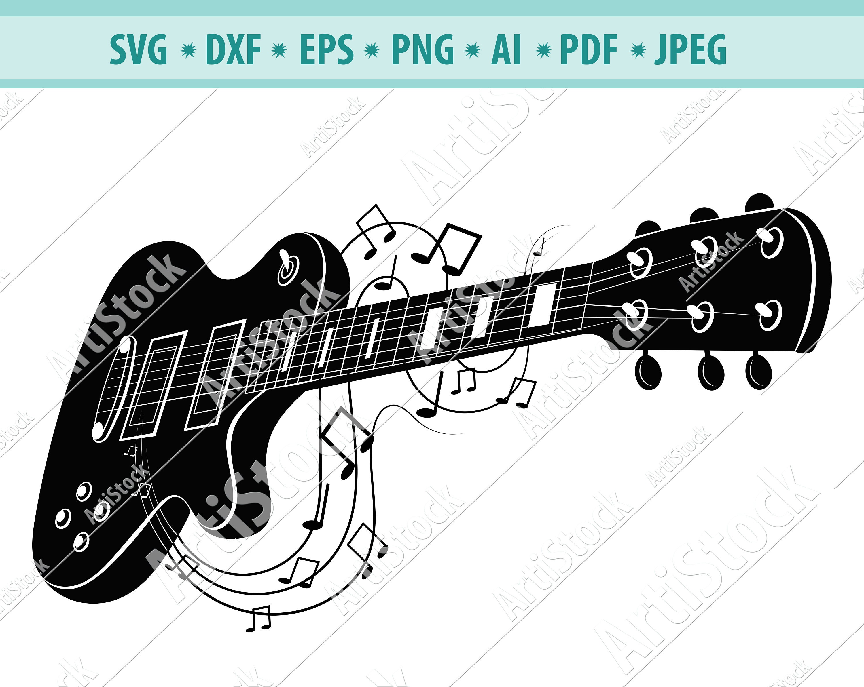 Musical Instrument Svg Guitar Svg Music Note Guitar Vinyl Music Clipart ...
