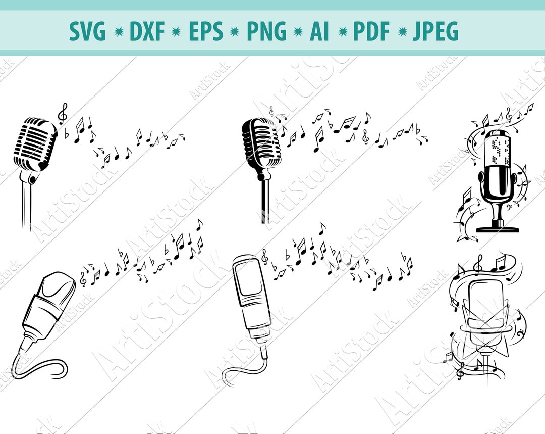 Microphone Svg, Musical Notes Svg, Vintage Microphones Svg, Music Svg ...