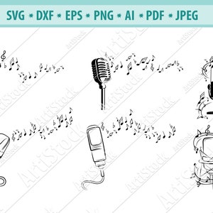 Microphone Svg Musical Notes Svg Vintage Microphones Svg - Etsy