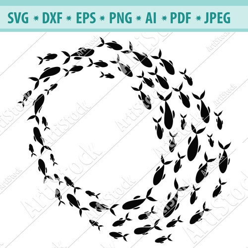 School of Fish. Group of Fishes. Vector Fish Logo. Black - Etsy