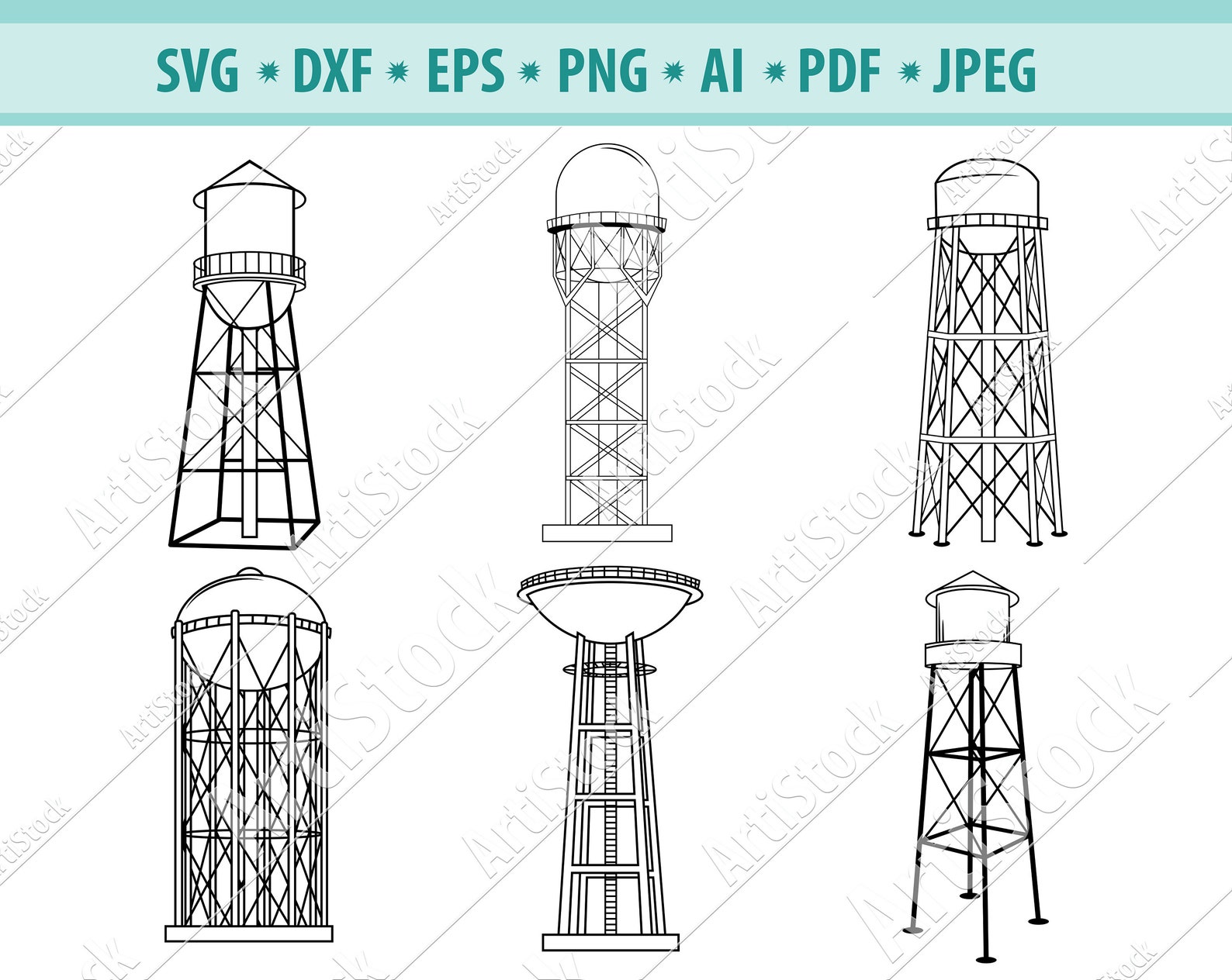 Tower Svg Bundle Water Tower Svg Town Svg Farm Svg Water - Etsy UK