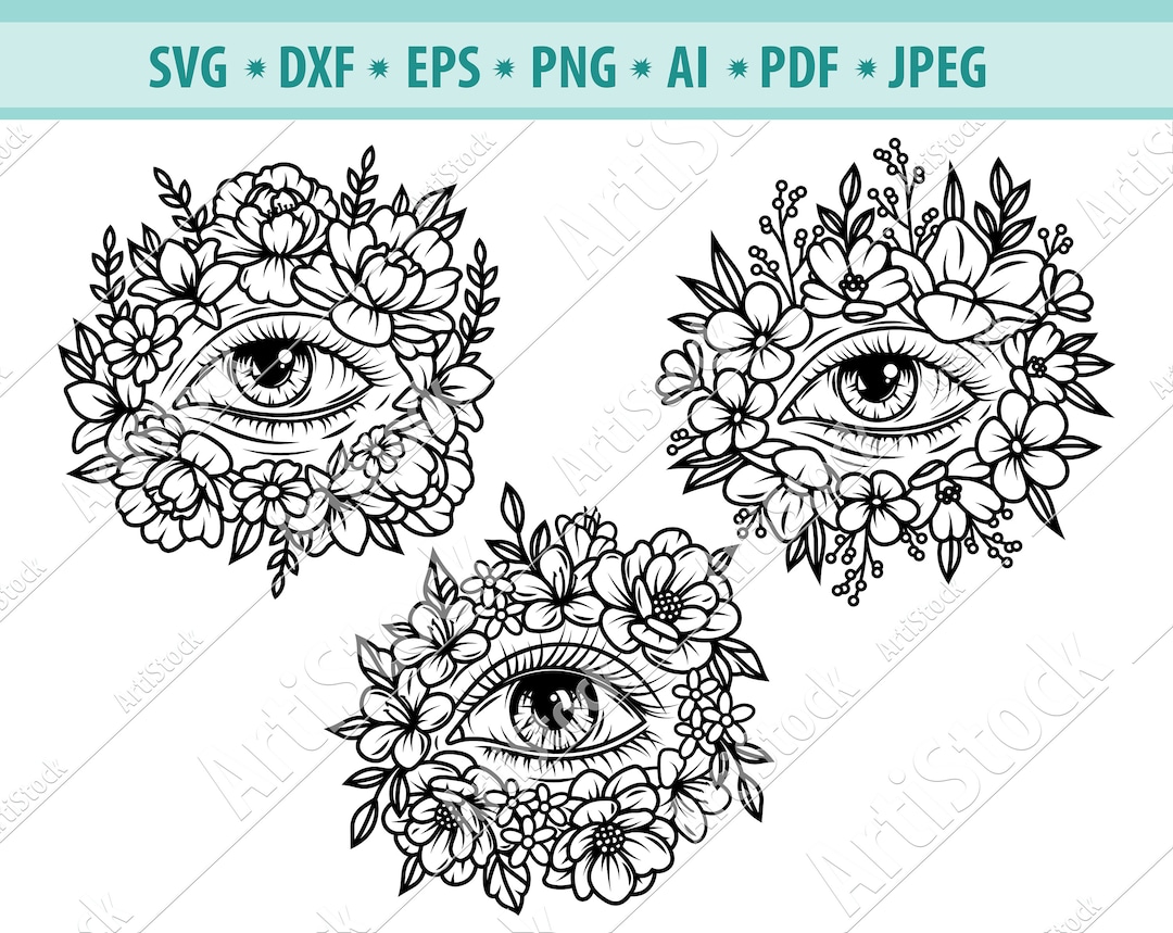 Flower Eye Svg, Floral Eyeball Svg, Floral Woman Eye Svg, Gothic Eye ...