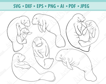 Visual Arts Manatee Head Svg Manatee Files for Cricut Manatee Clipart ...