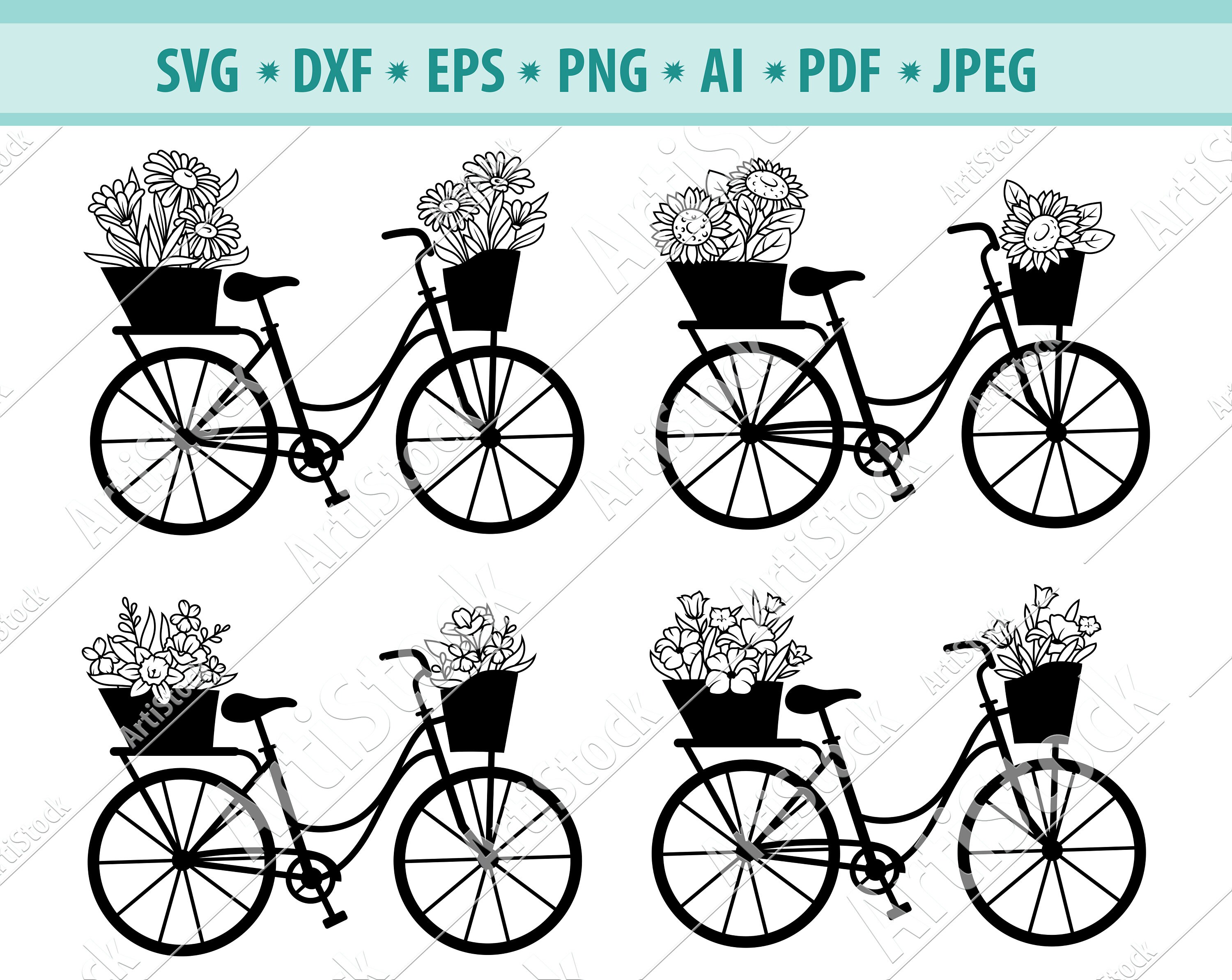 Fahrrad Svg, Blumen fahrrad Svg, Blumenkorb Svg, Fahrrad Svg, Fahrrad ...