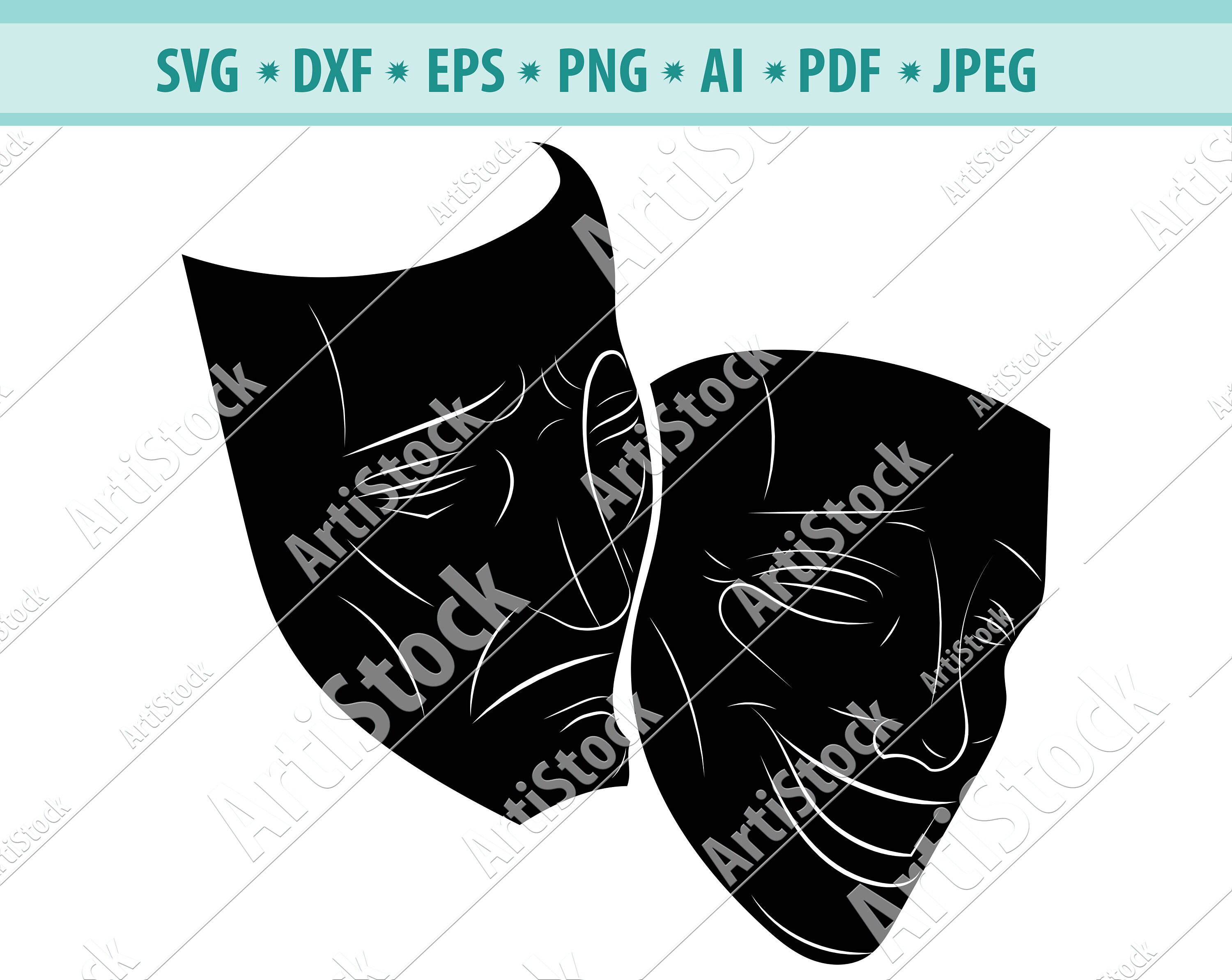 Comedy Tragedy svg/clipart/Comedy svg/Tragedy | Etsy