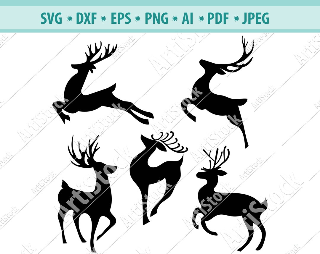 Reindeer Svg, Christmas Reindeer Svg File, Running Deer Svg File, Deer ...