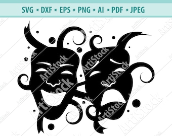 Comedy and Tragedy Mask SVG Cut File - Etsy