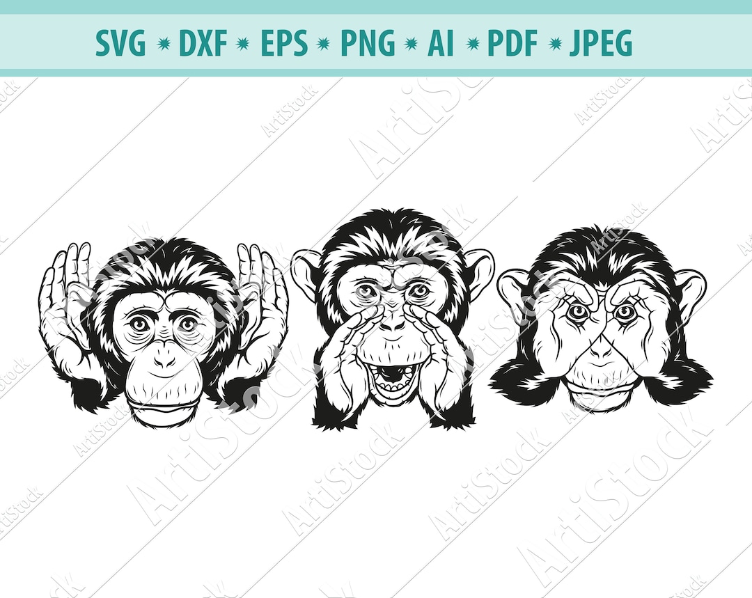 Monkey Svg, Three Wise Monkey Svg, Monkey Cut File, No See Monkey Svg, Monkey Clipart Svg ...