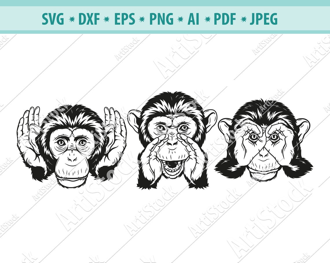 Monkey Svg, Three Wise Monkey Svg, Monkey Cut File, No See Monkey Svg, Monkey Clipart Svg ...