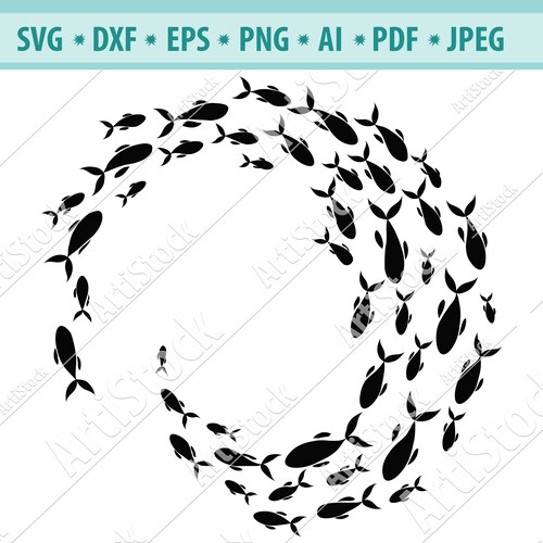 School of Fish. Group of Fishes. Vector Fish Logo. Black - Etsy