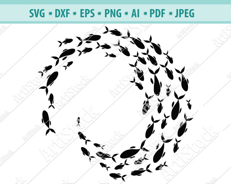 School of Fish. Group of Fishes. Vector Fish Logo. Black - Etsy
