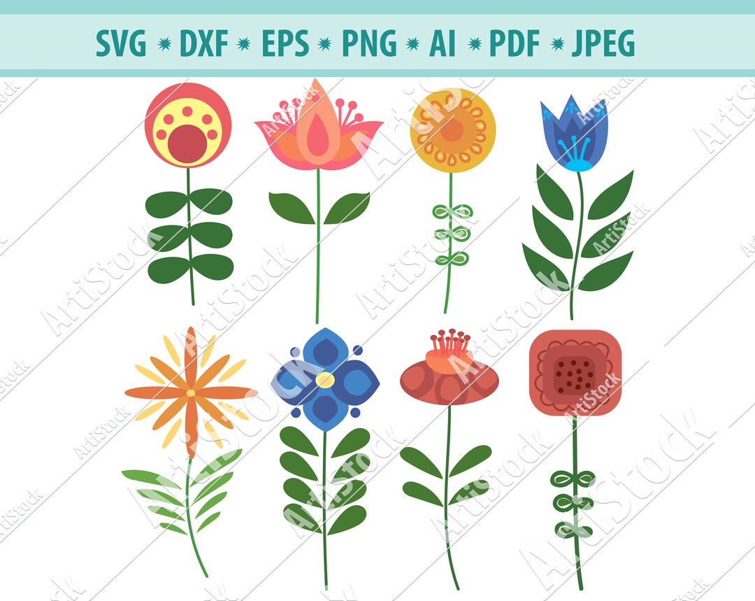 Cartoon Flowers SVG Files for Cricut - Flower Vector Images Clipart ...
