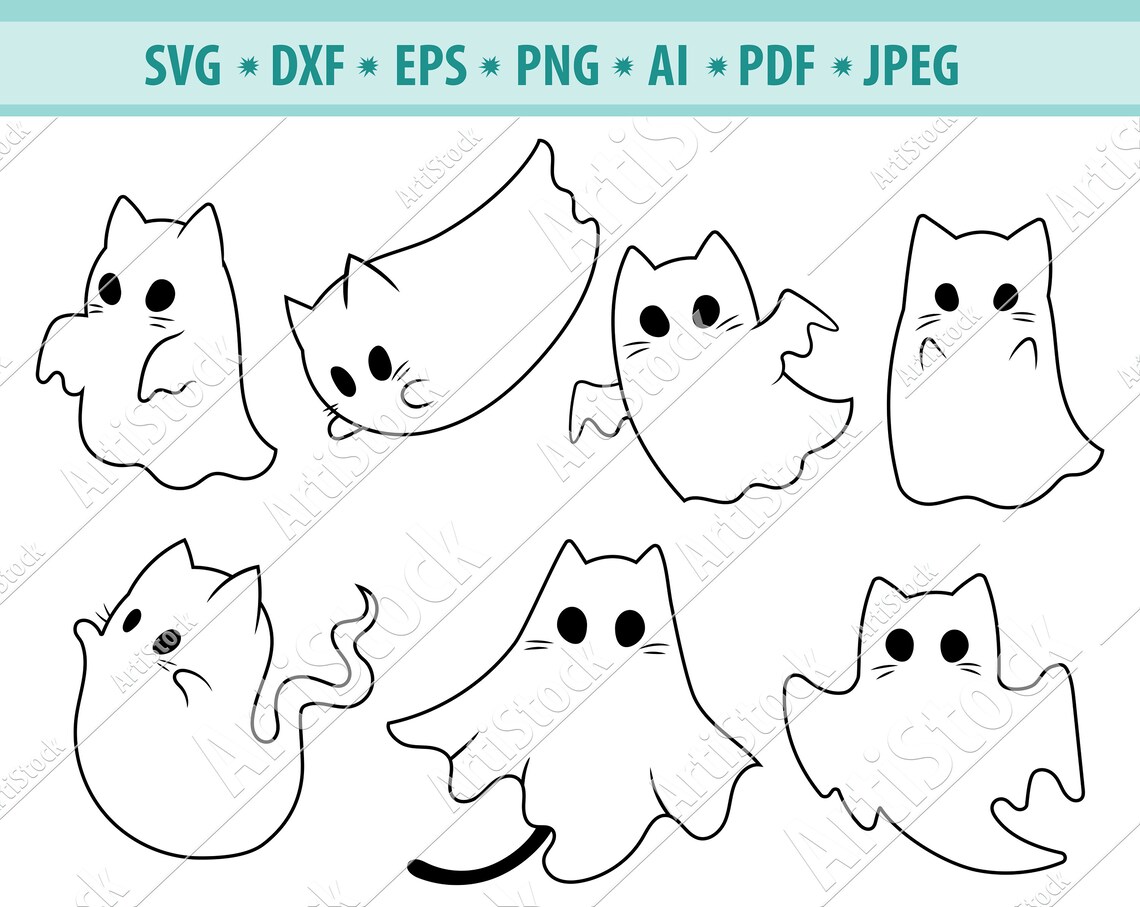 Сute ghost cat svg Halloween Svg Cat Svg Boo svg Ghosts | Etsy