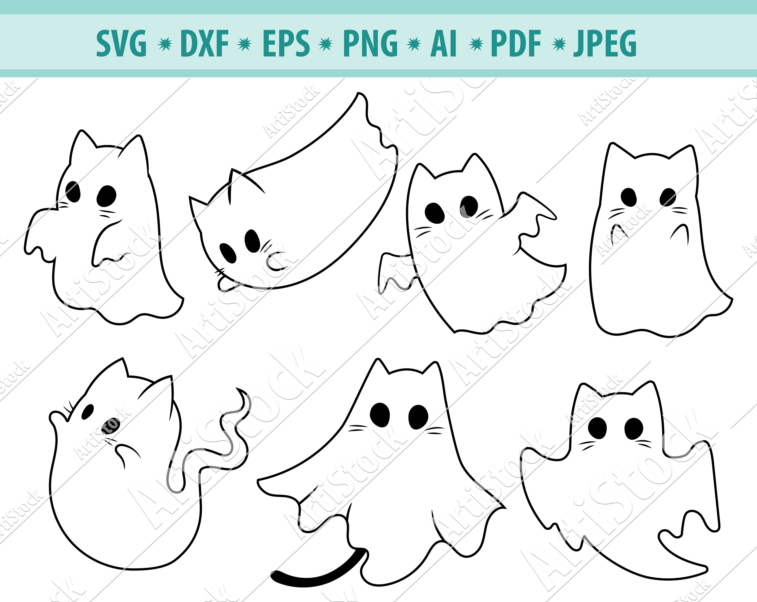 Сute ghost cat svg Halloween Svg Cat Svg Boo svg Ghosts | Etsy