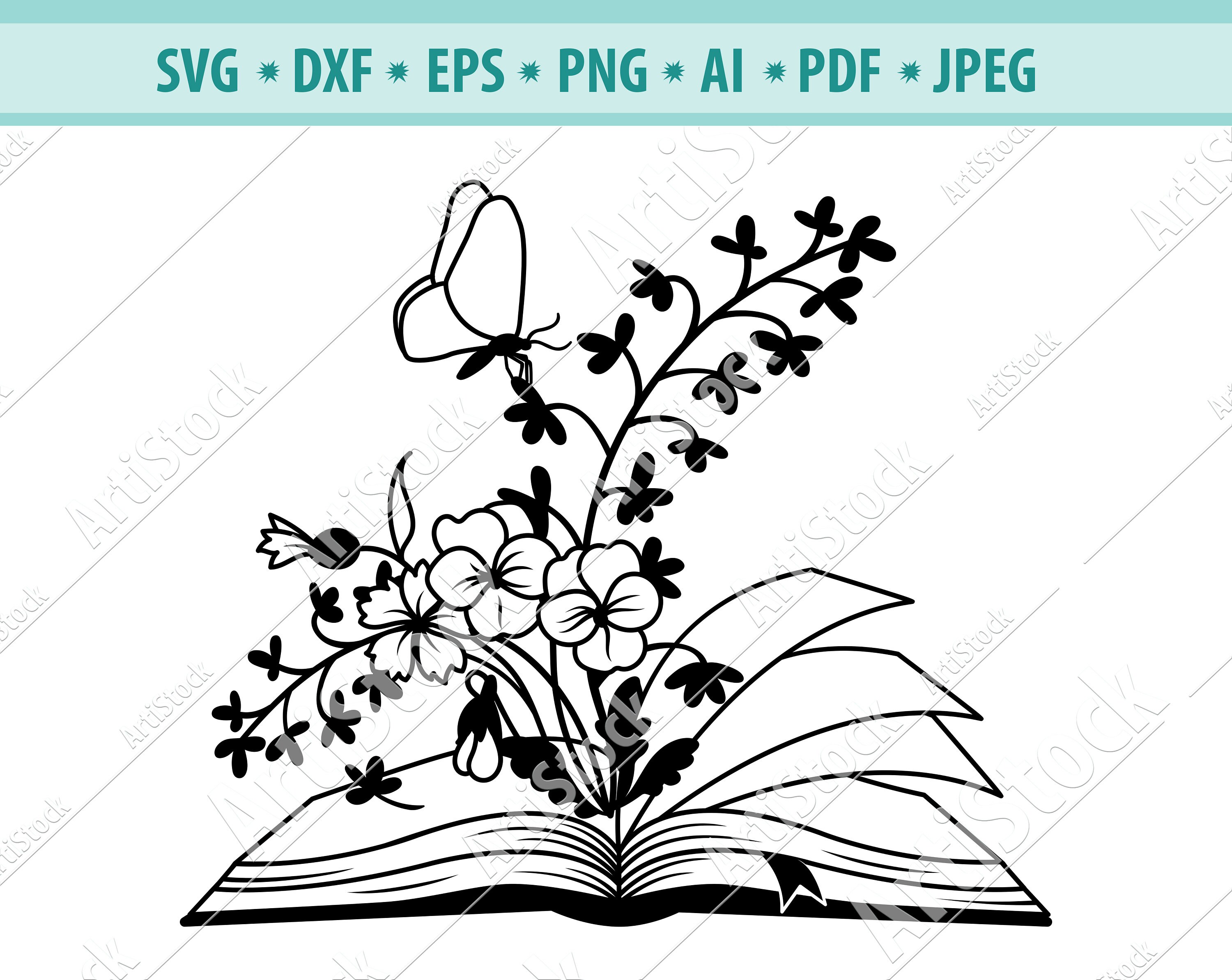 Libro con flores svg Amante del libro svg Reading svg Book - Etsy España