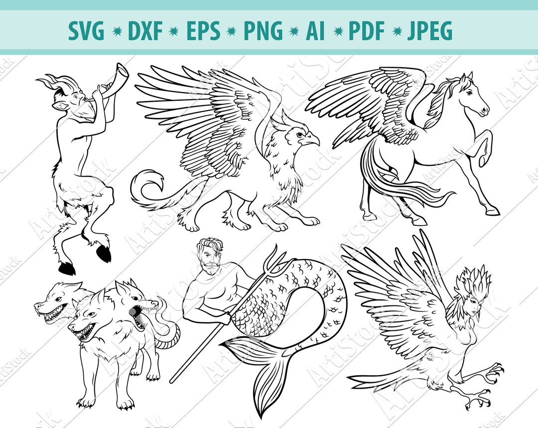 Mythological Creature Svg, Pegasus Svg, Ancient Monster Svg, Mythical ...