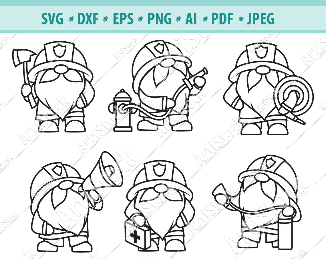 Fireman Gnome Svg Garden Gnome SVG Gnomes Professions Svg - Etsy