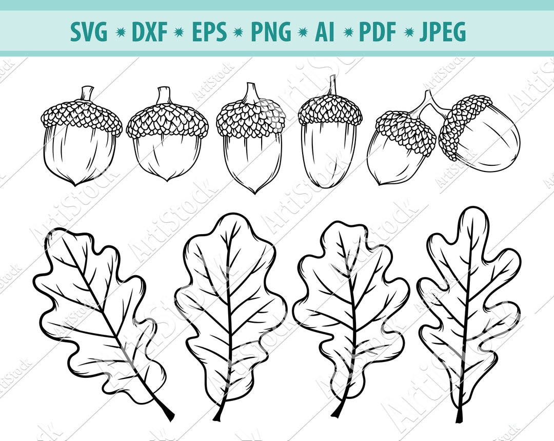 Acorn Svg File, Autumn Svg, Acorn Clipart, Acorn Cut Files, Oak Leaves ...