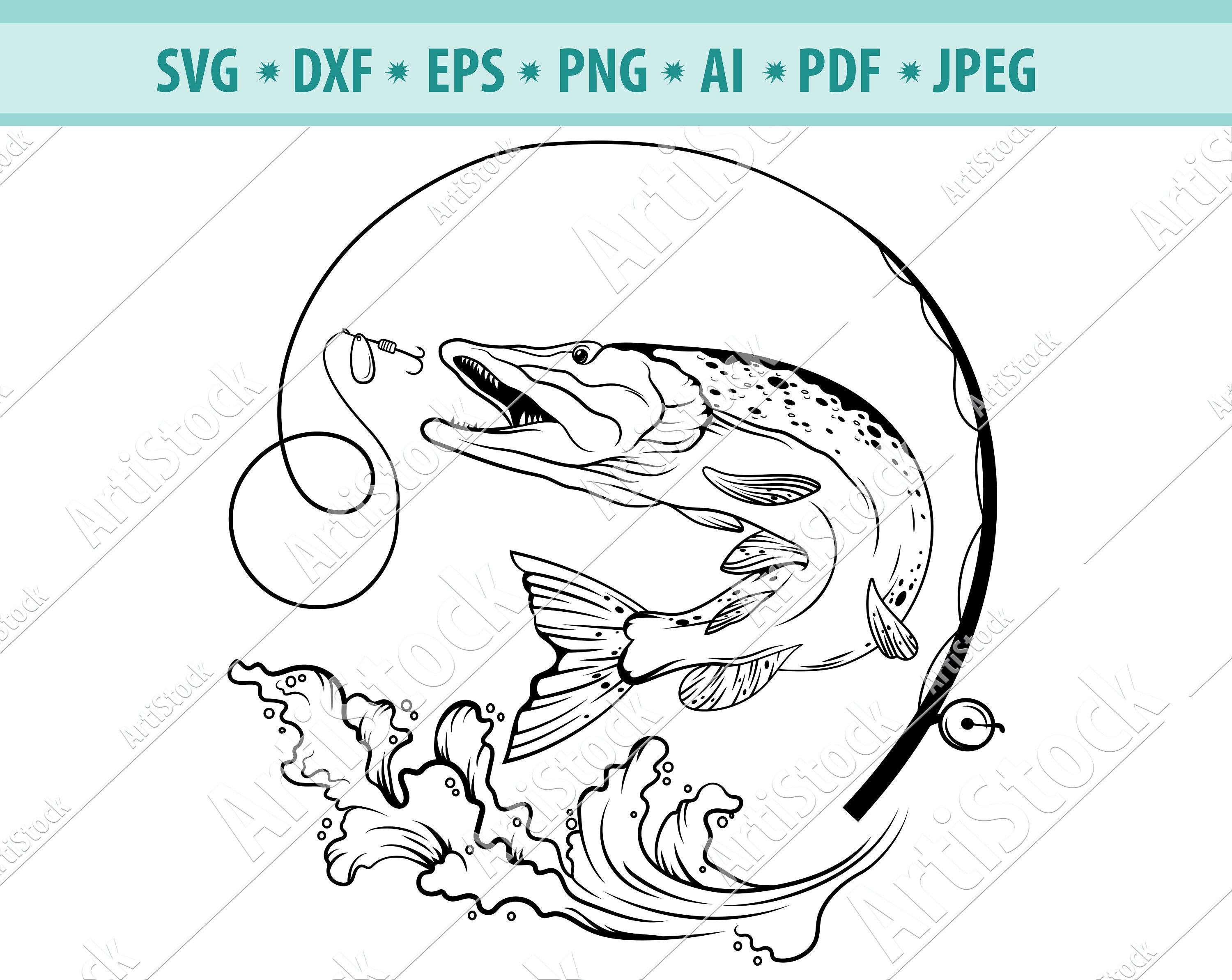 Pike Fishing Svg Northern Pike Fishing Svg Pike Svg Fishing | Etsy
