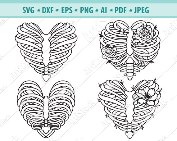 Human ribs SVG File Skeleton svg Flower ribs Svg Floral | Etsy