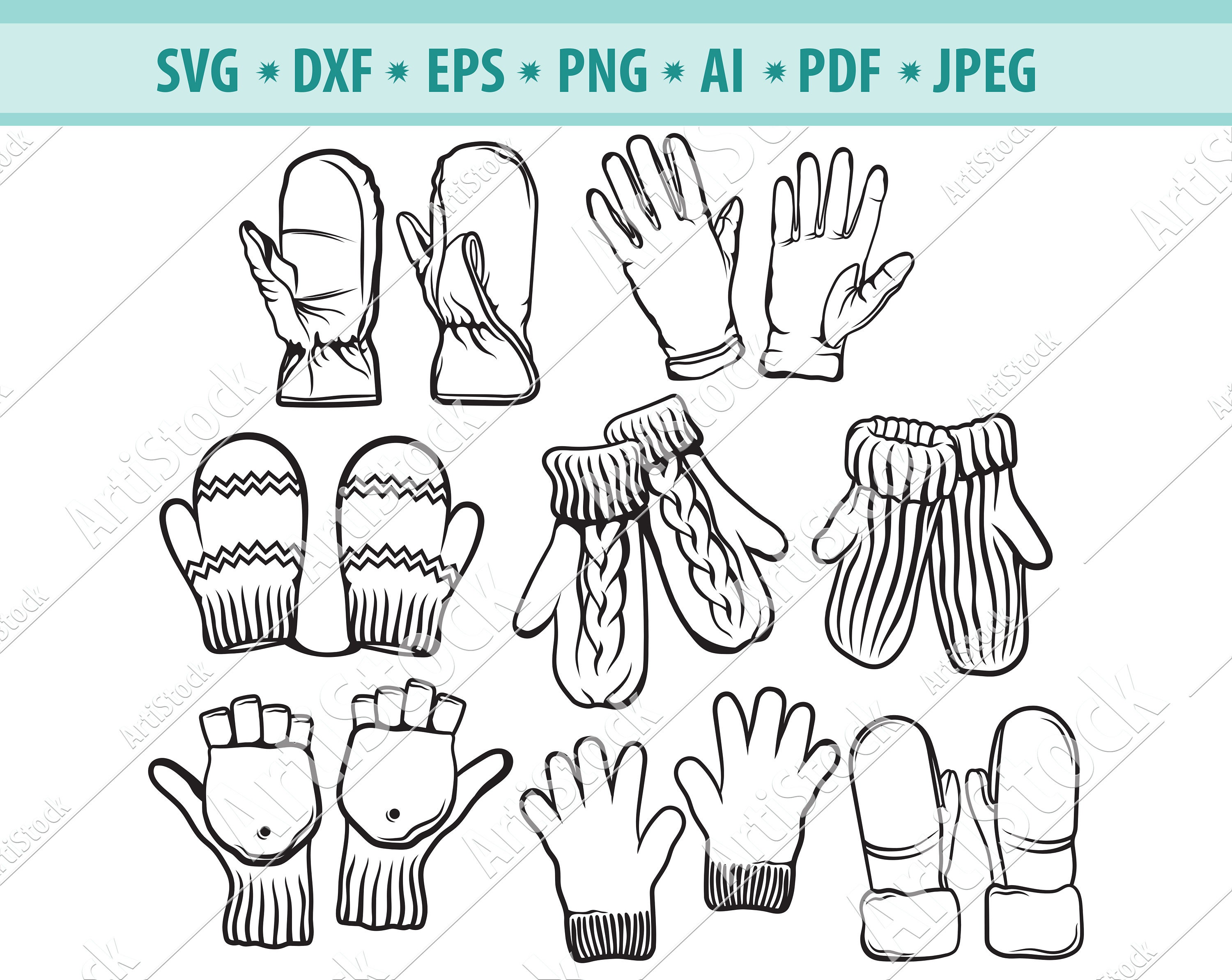 MITTEN SVG Winter Mittens Svg Knitted Gloves Svg Mitts | Etsy
