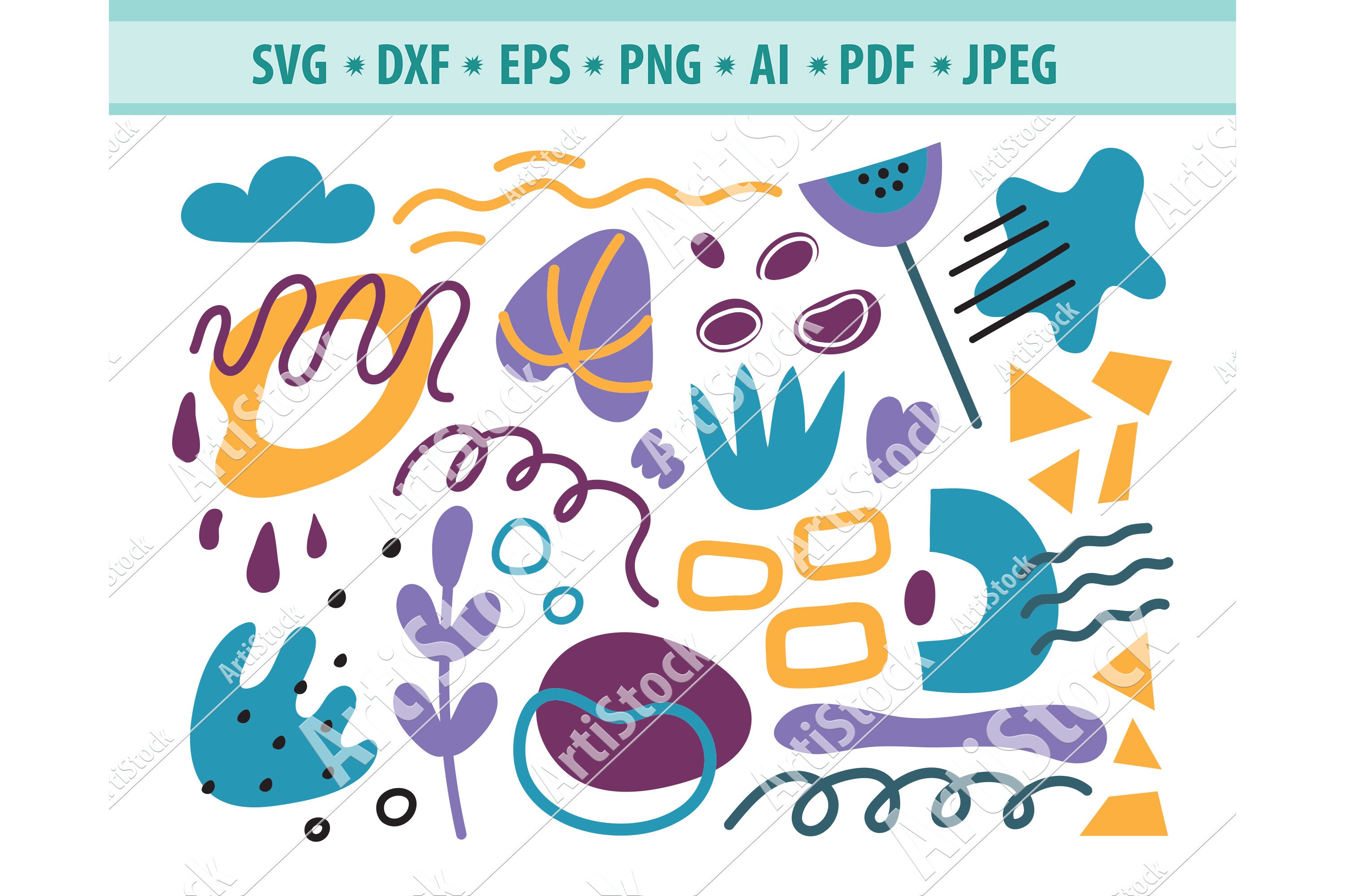 Abstract shapes SVG Abstract hand drawn Svg Shapes clipart | Etsy