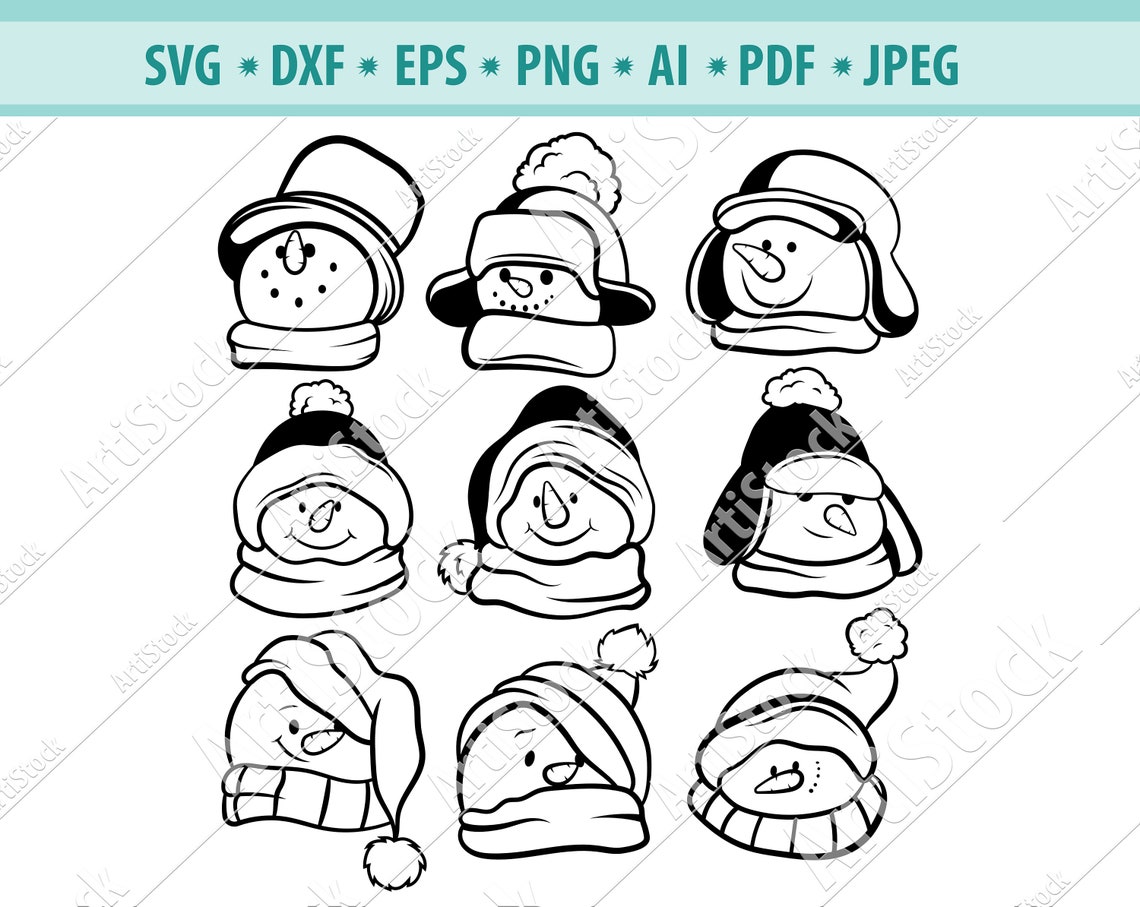 Snowman SVG Cut Files for Cricut Christmas Svg Hand Drawn - Etsy