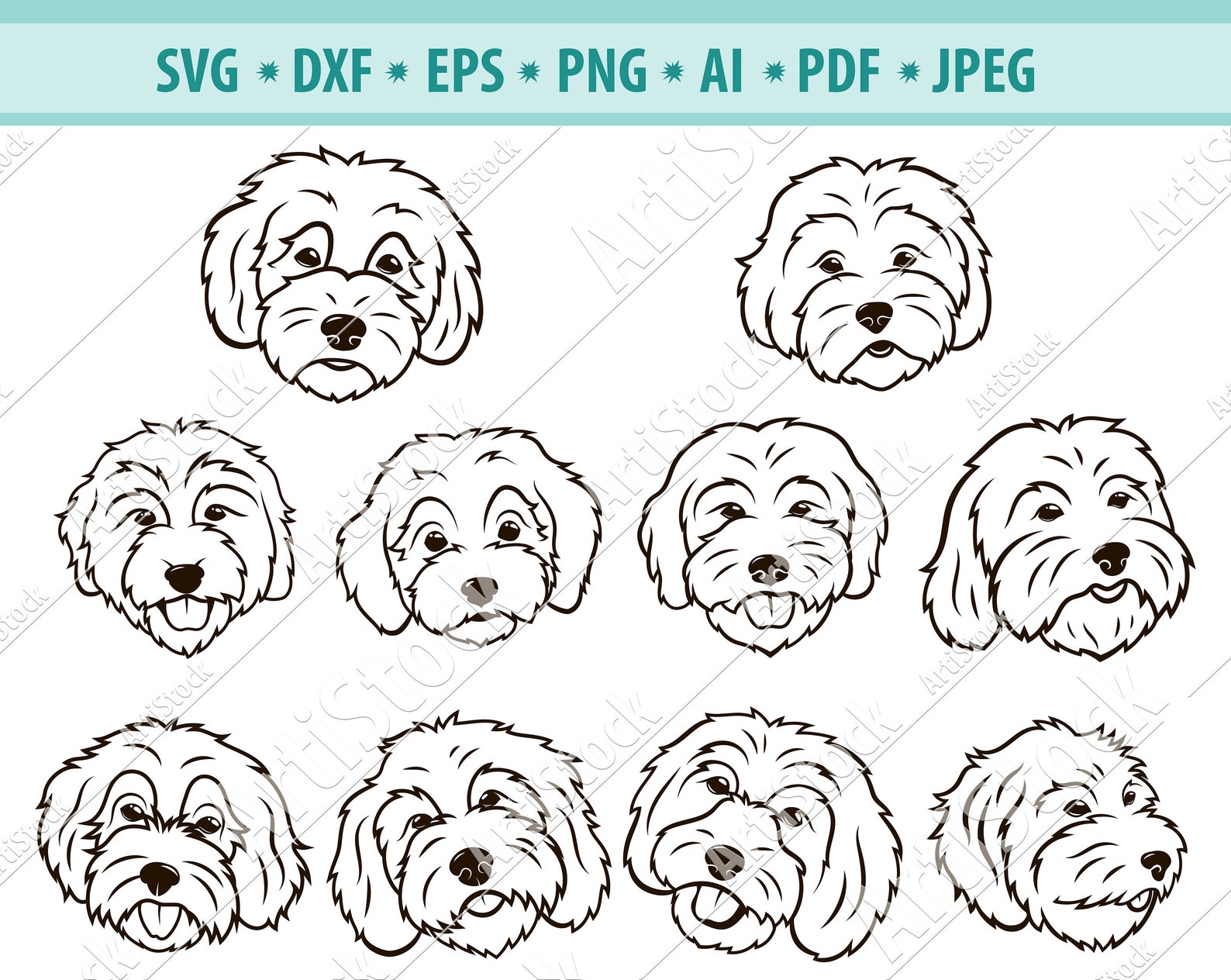 Goldendoodle SVG Dog Silhouettes Dogs SVG Digital | Etsy