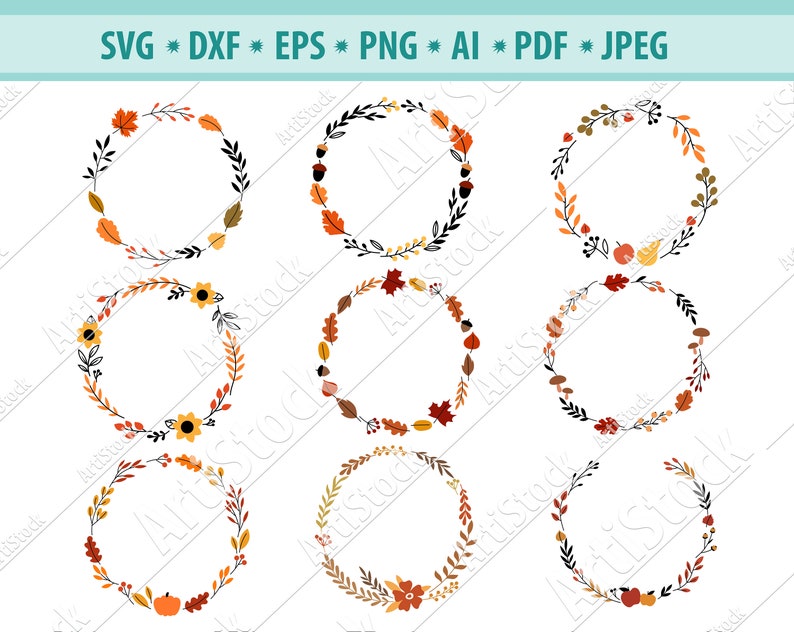 Autumn Wreath Svg Floral Wreath Svg Thanksgiving Svg Fall | Etsy