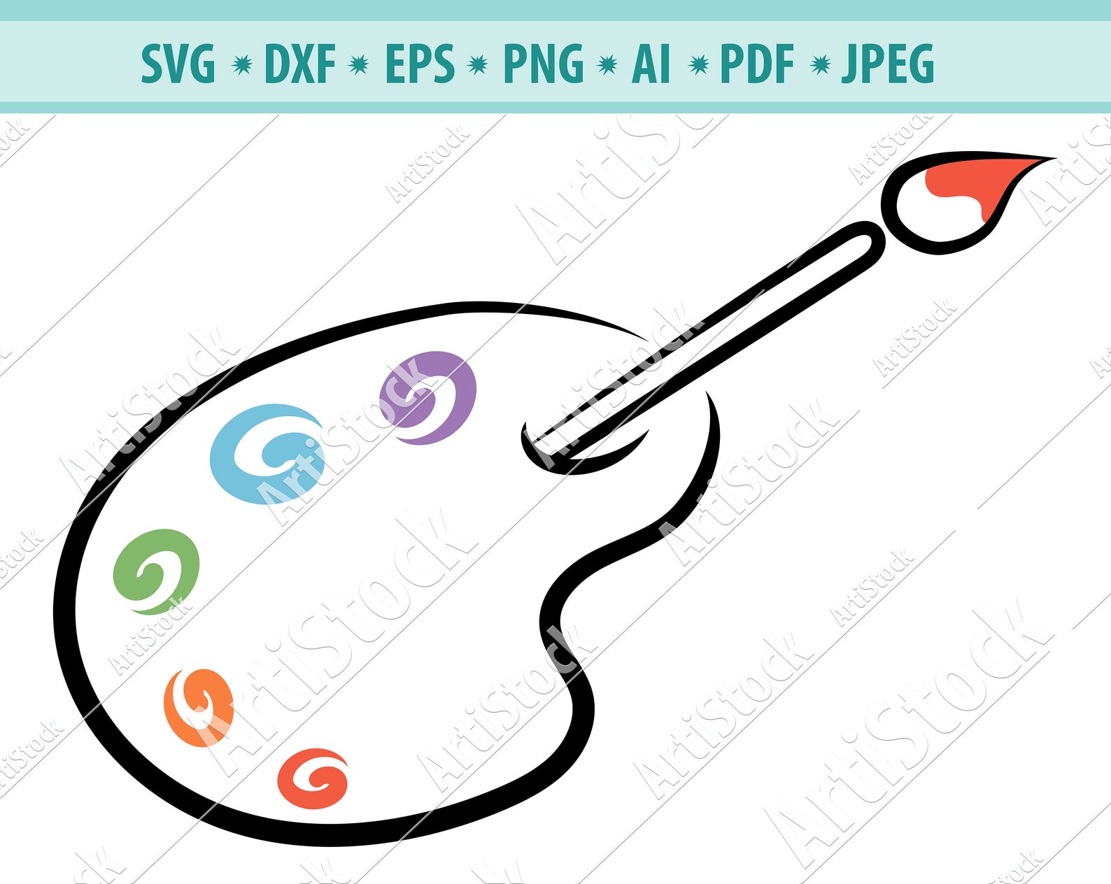 Artist Paint Palette SVG, Paint, Brush, Artist, Palette, Vinyl and ...