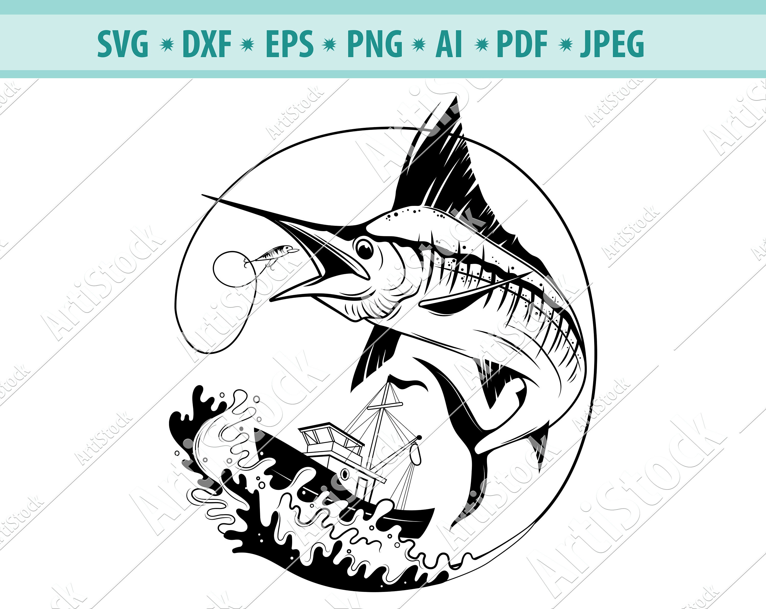 Marlin SVG Pesca de pez espada SVG Pesca Svg Pesca | Etsy