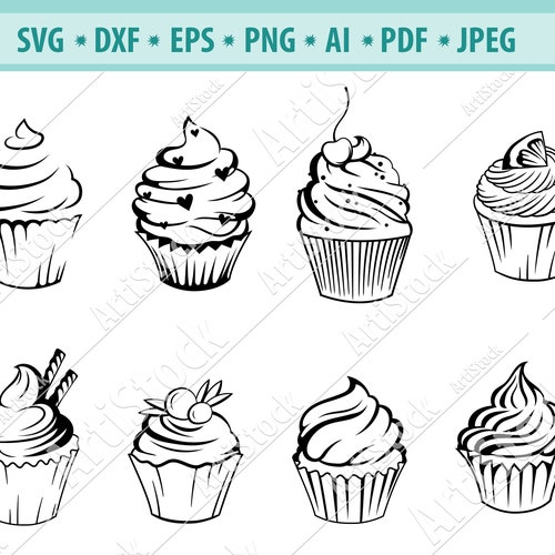 Cupcake SVG File Cupcake Hearts Svg Bakery Svg Sweet - Etsy
