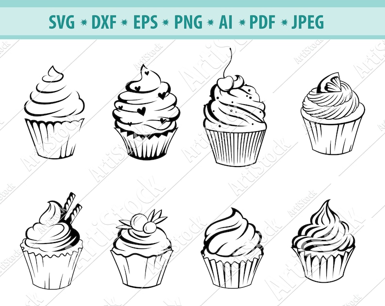 Cupcake SVG File Cupcake Hearts Svg Bakery Svg Sweet | Etsy