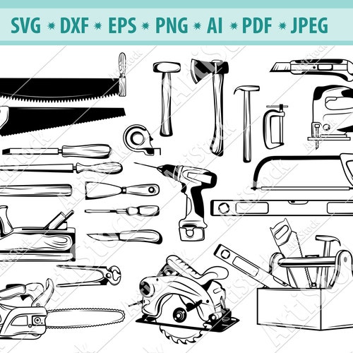 Worker Tools Set SVG Joinery Tools Svg Construction Tool | Etsy