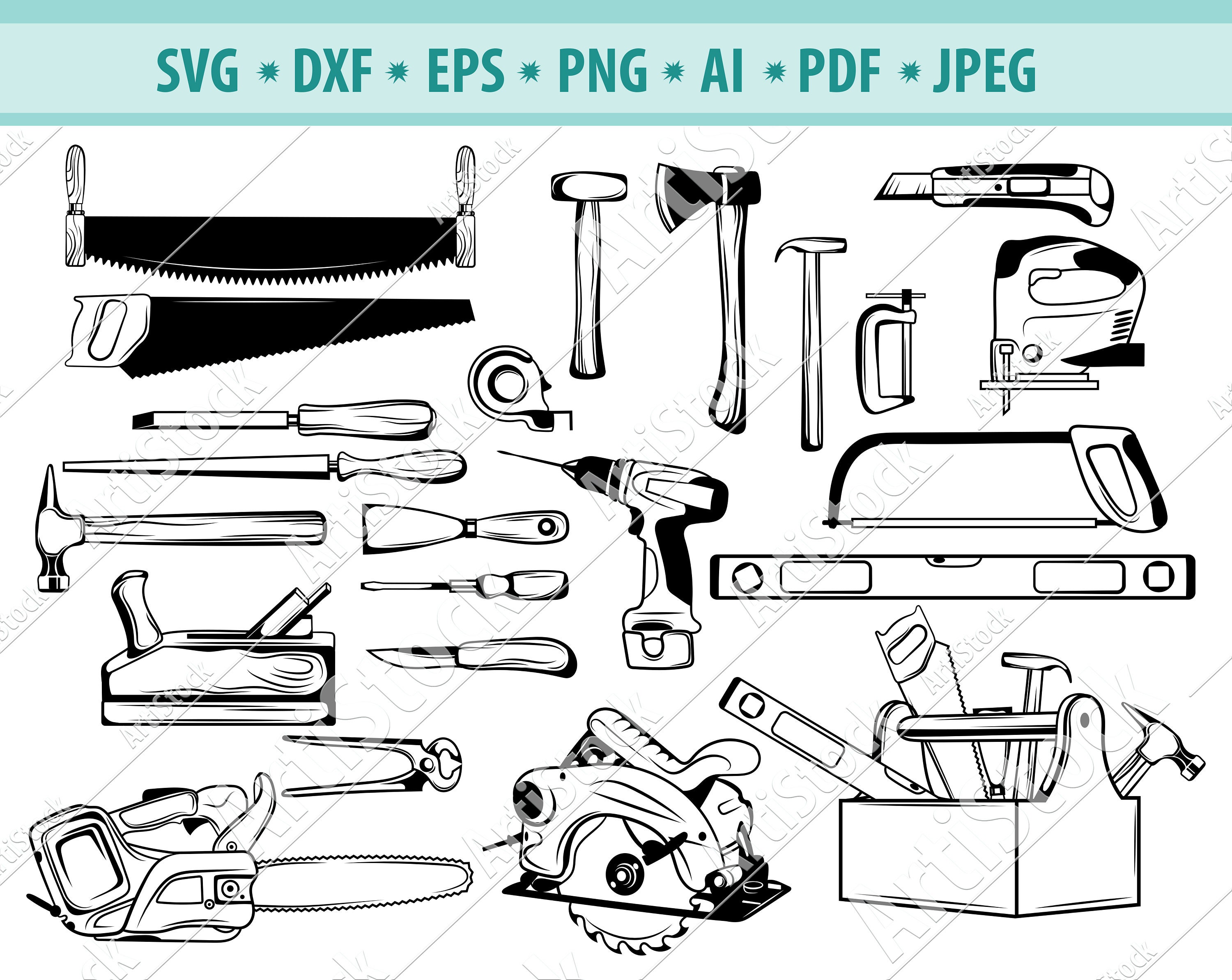 Worker Tools Set SVG, Joinery Tools Svg, Construction Tool Svg ...