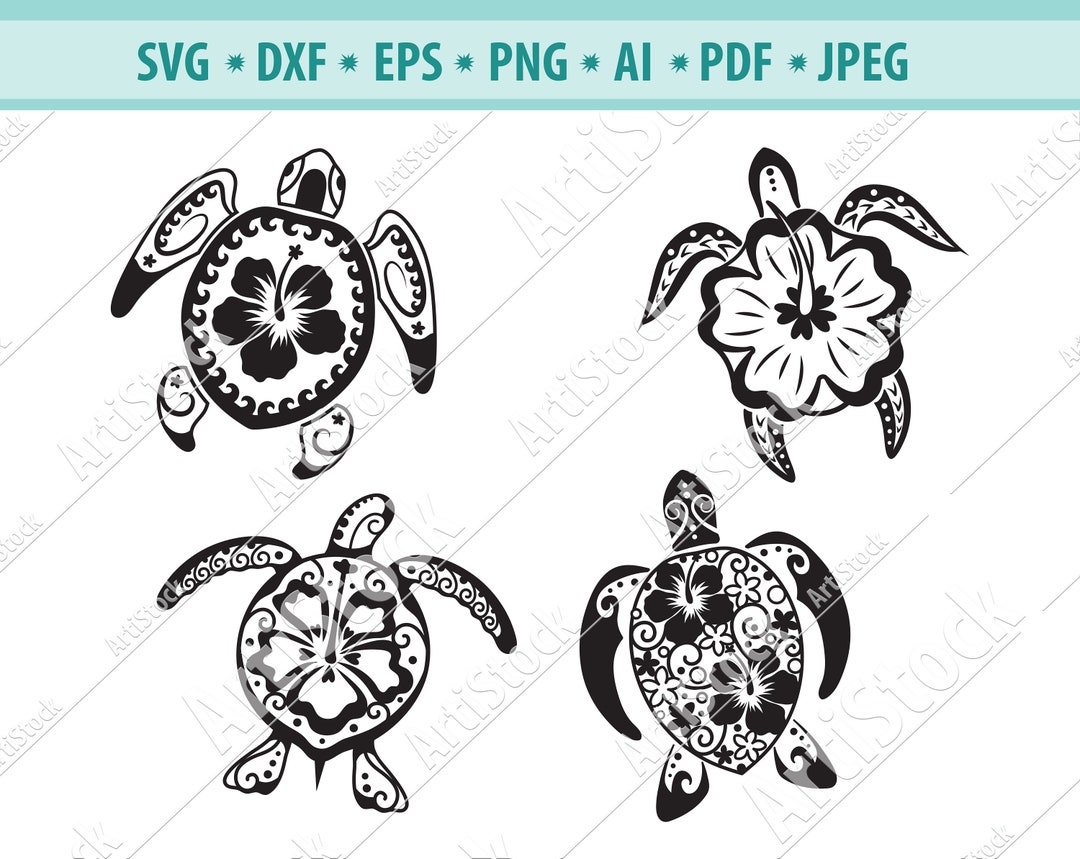 Sea Turtle Svg, Tropical Flowers Svg, Sea Animals Svg, Beach Turtle Svg ...