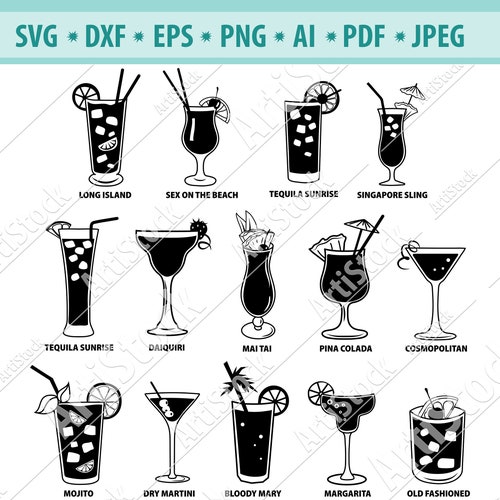 Cocktail SVG Mojito SVG Alcoholic Drinks SVG Cocktail - Etsy Canada