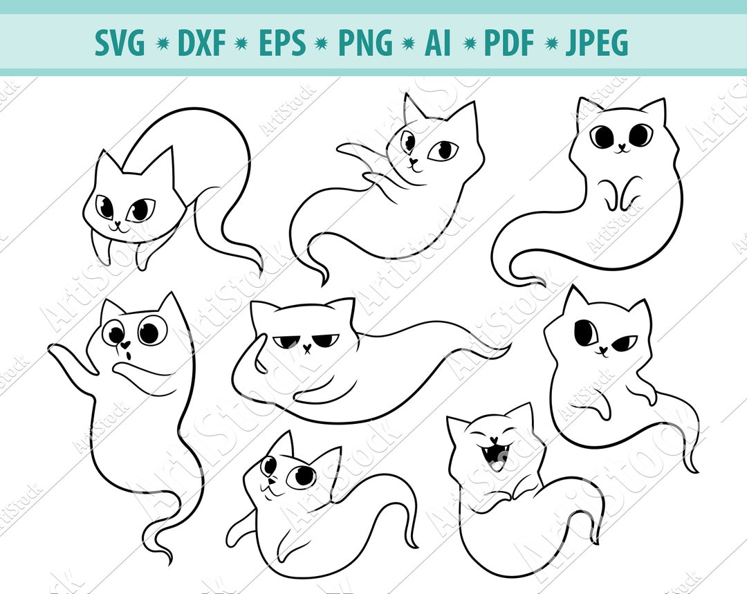 Сute Ghost Cat Svg, Halloween Svg, Cat Svg, Boo Svg, Ghosts Svg, Ghost ...