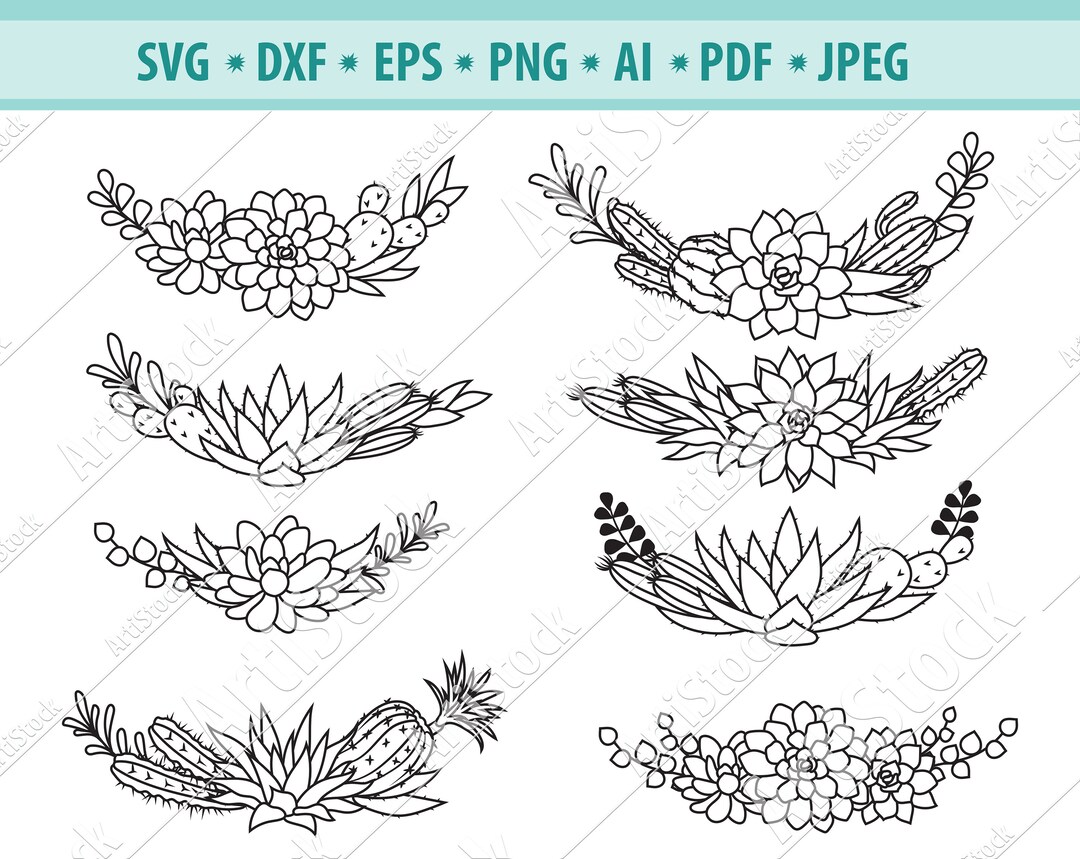 Cactus Borders SVG, Cactus SVG File, Cactus Frame Svg, Succulents Svg ...