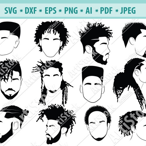 Afro Hairstyles Svg Black Man Bundle Svg Hair Dreadlocks Etsy