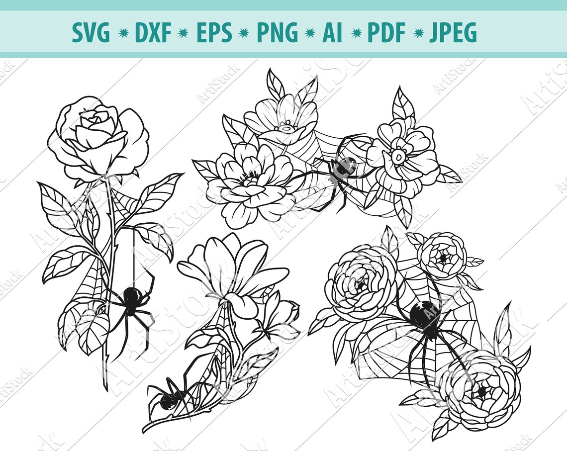 Spider SVG File Floral Spider Svg Halloween Spider Svg - Etsy