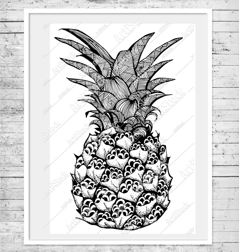 Set Pineapples Svg. Pineapple Zentangle Print. Vector Pineapple. Digital Wall Art. Print T-shirt ...