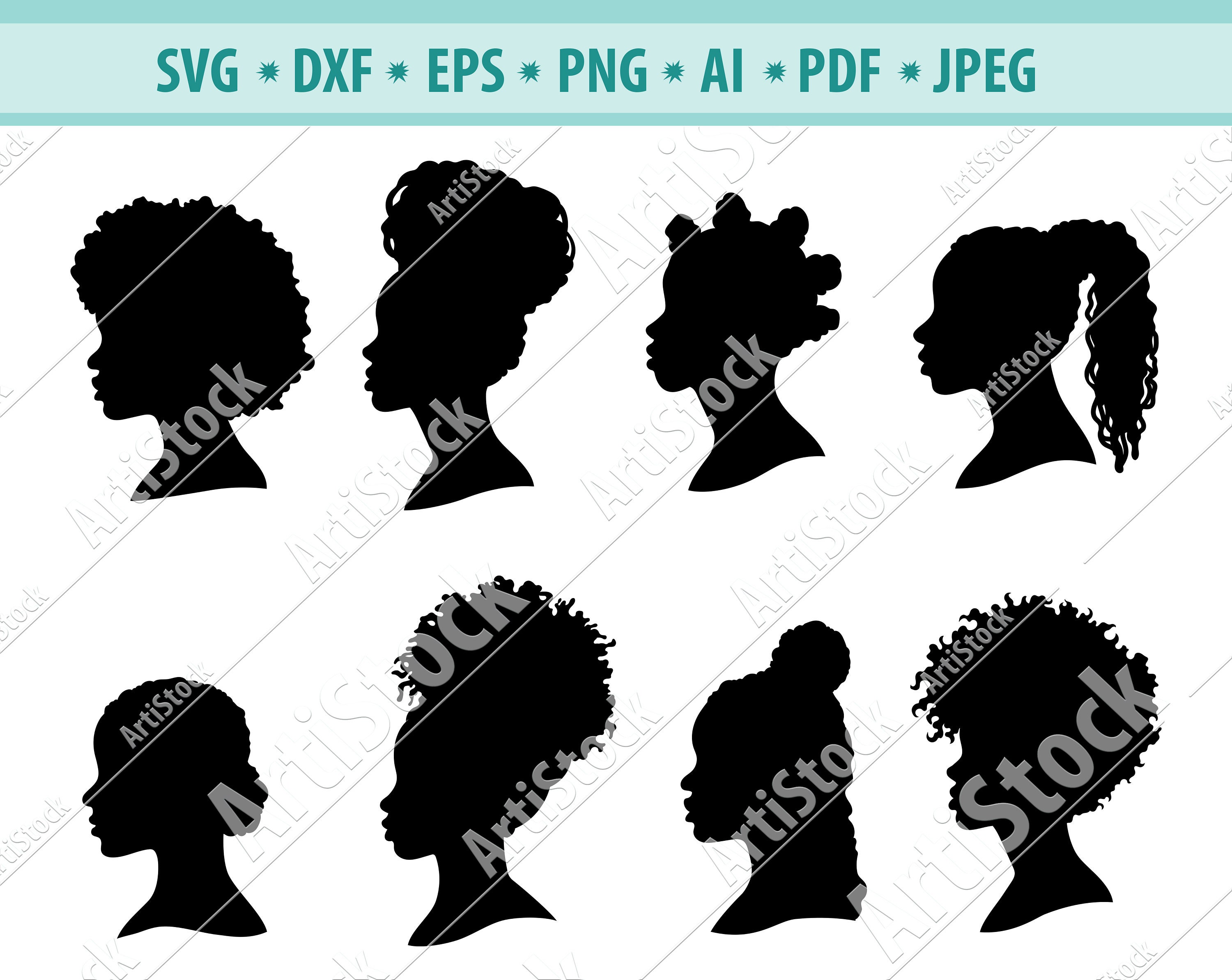 Afro Woman SVG, Woman Head Svg, Afro hair Svg, Black woman Svg, Afro ...
