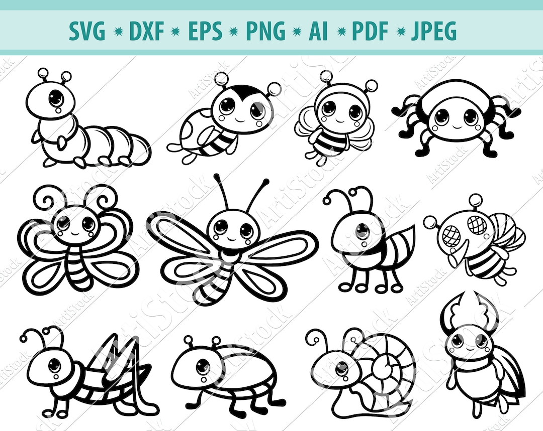 Bugs SVG, Cute Insect Cutting Templates, Baby Insects Svg, Insects ...