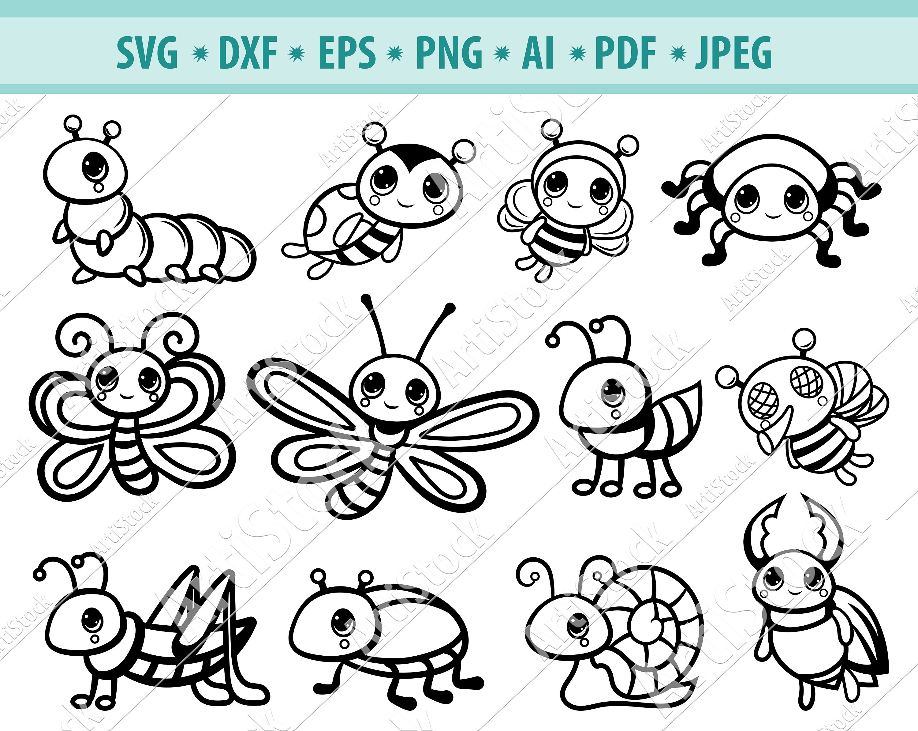 Bugs SVG, Cute Insect Cutting Templates, Baby Insects Svg, Insects ...