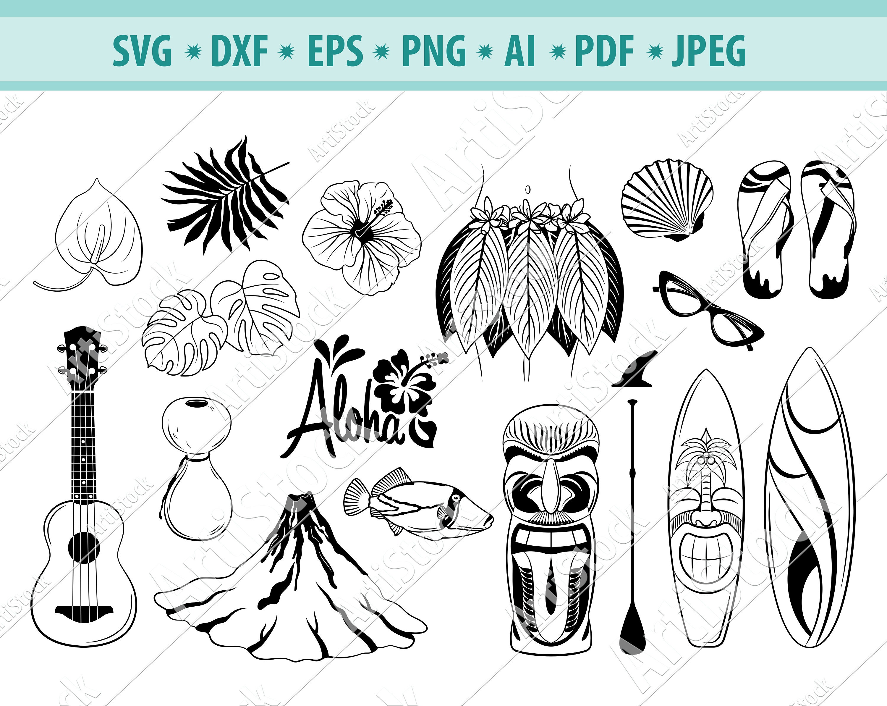 Luau Clipart Black And White