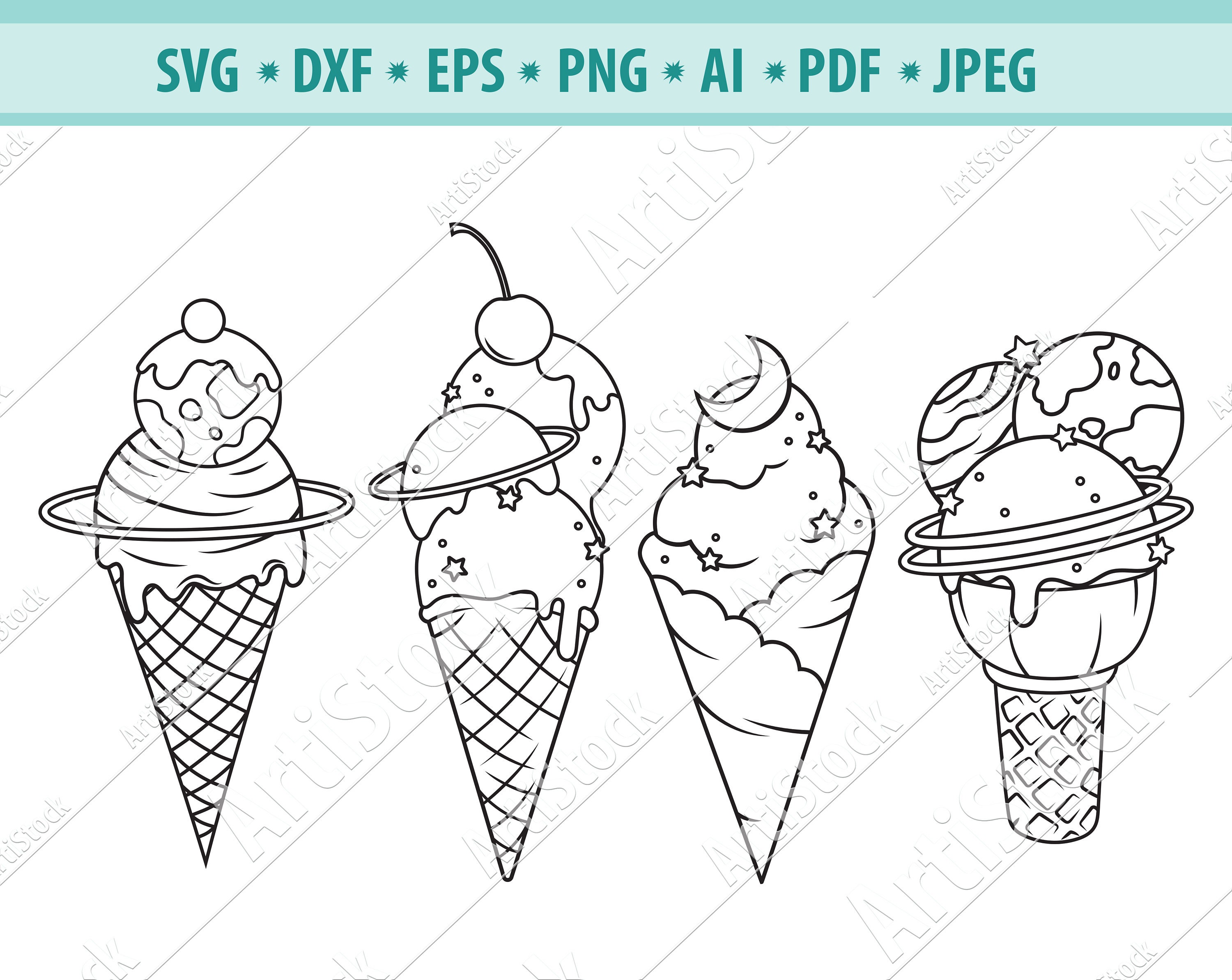 Ice Cream Cone Svg Space Ice Cream Svg Ice Cream Cut File - Etsy New ...