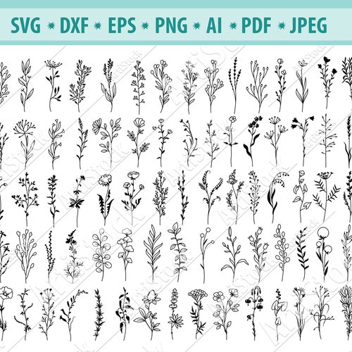 Flower SVG Files Field Flowers Svg Wildflowers Svg Flower - Etsy
