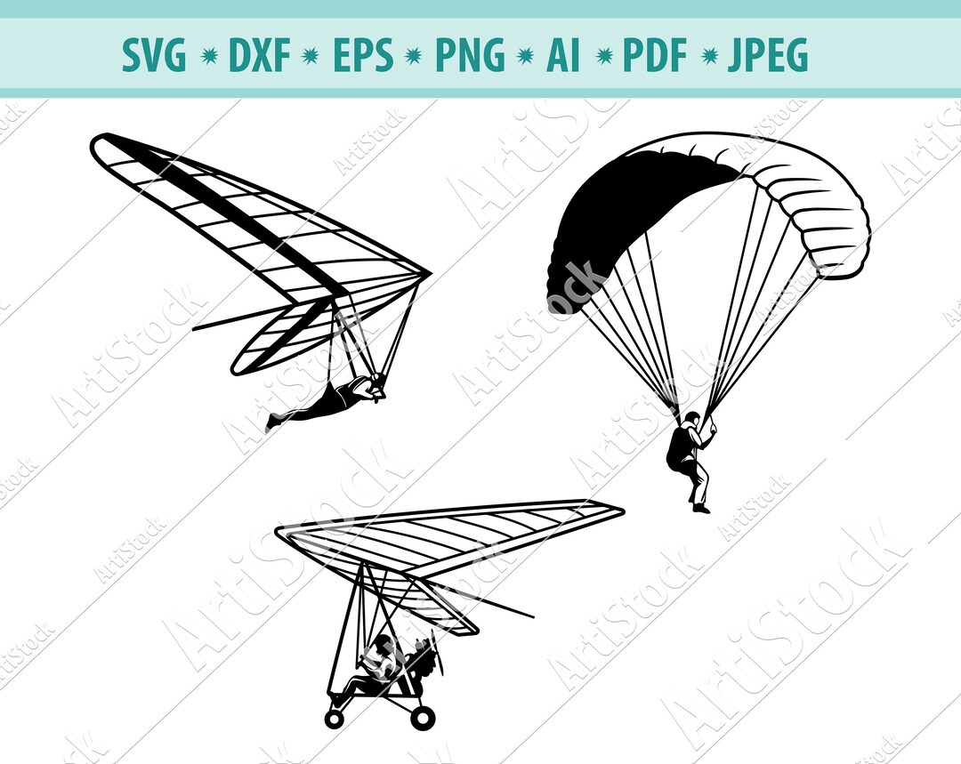 Parachute Svg File, Paragliders Svg, Powered Paraglider Svg, Extreme ...